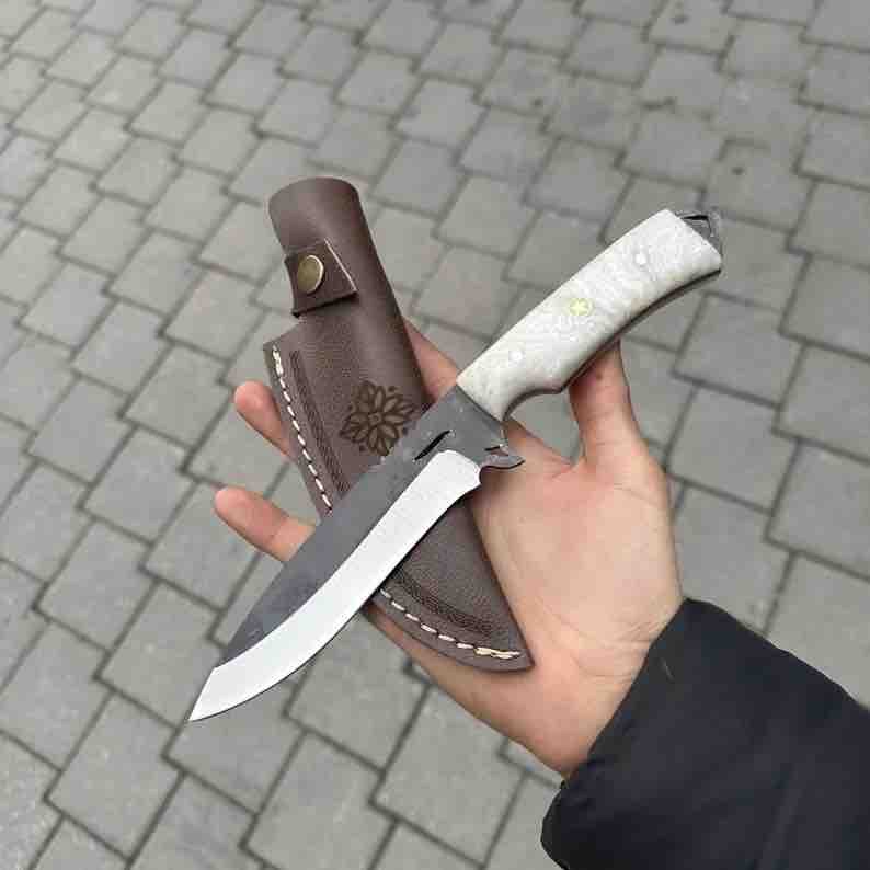 Custom Handmade Gift Hunting Knife Epoxy Amber Handle with L | Inspire ...