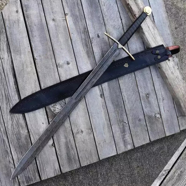 Hand Forged Damascus Steel Viking Sword Battle Ready Medieva | Inspire ...