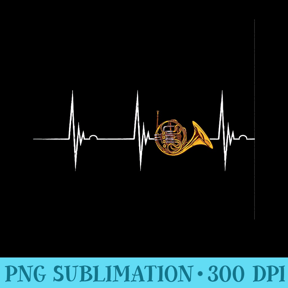 French Horn Player Heartbeat EKG Pulse French Horn Premium - | Inspire ...