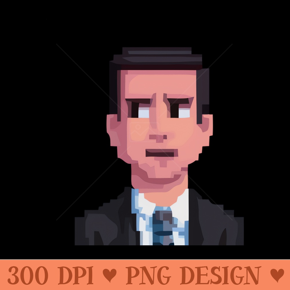Pixel Art Michael Scott - Unique Sublimation PNG Download | Inspire Uplift