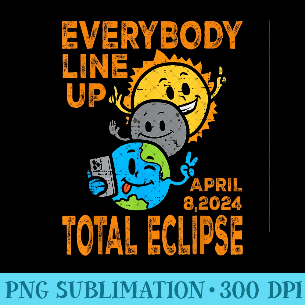 Retro Everybody Line Up Total Solar Eclipse 2024 Earth Moon | Inspire ...