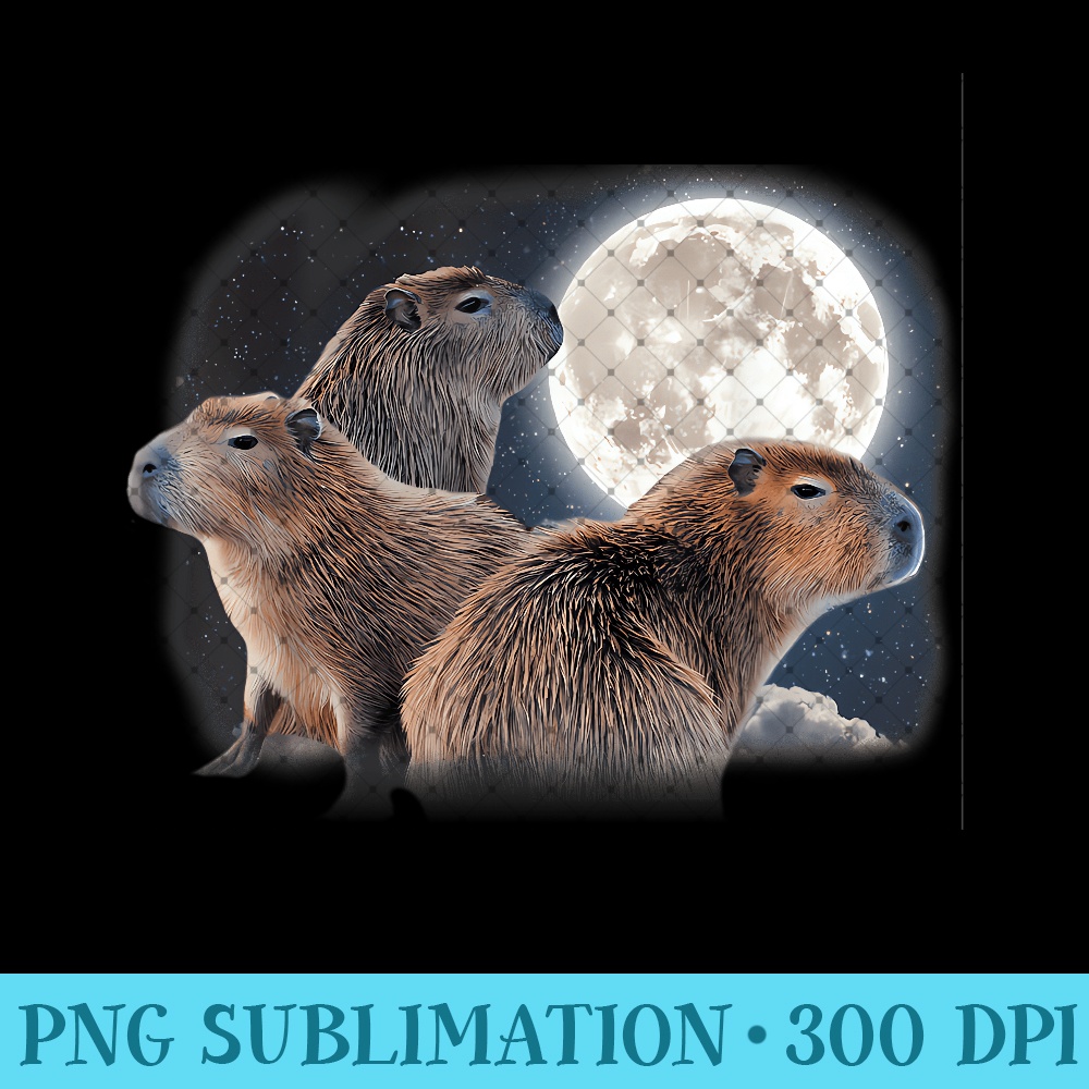 Three Capybaras And Moon Funny Capybara Moon - Mug Sublimati | Inspire ...