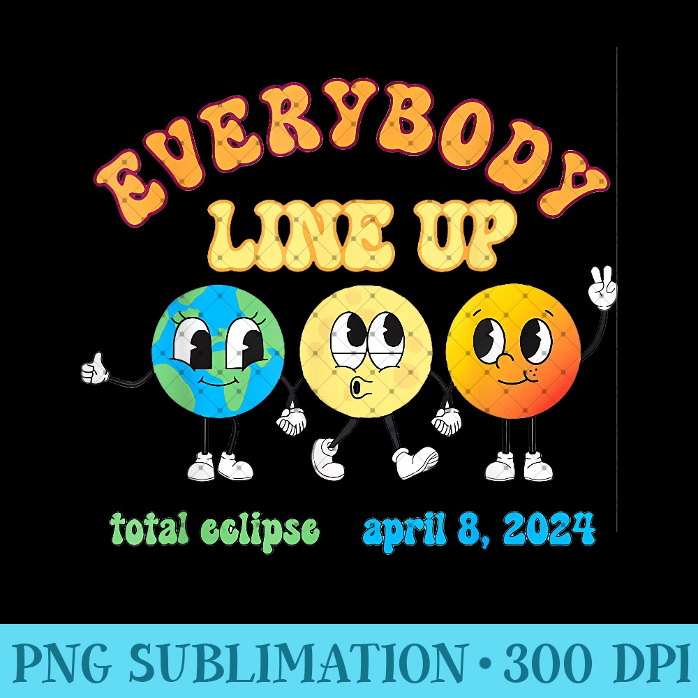 Retro Everybody Line Up Total Solar Eclipse 2024 Earth Moon | Inspire ...