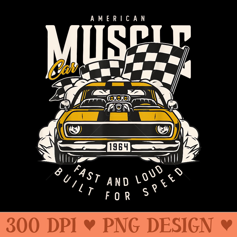 Vintage American Muscle Car Racing Flag - PNG Art Files | Inspire Uplift