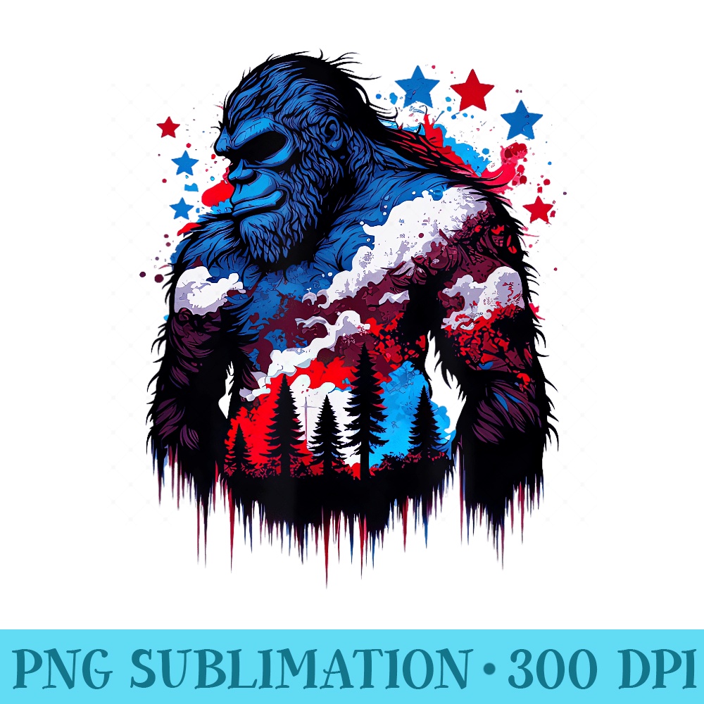 Bigfoot Sasquatch Red White and Blue Patriotic - Modern PNG | Inspire ...