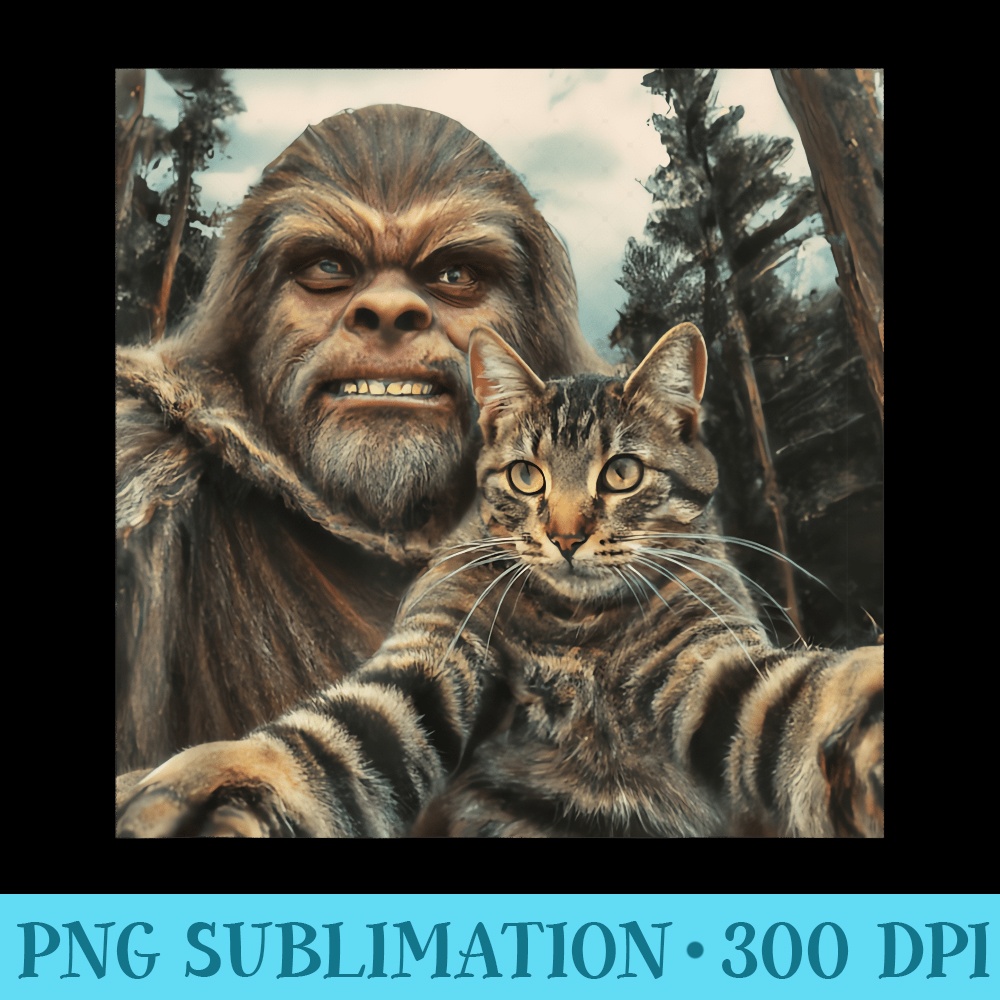 Cat Bigfoot Sasquatch Selfie Photo Funny Retro Classic Humor | Inspire ...