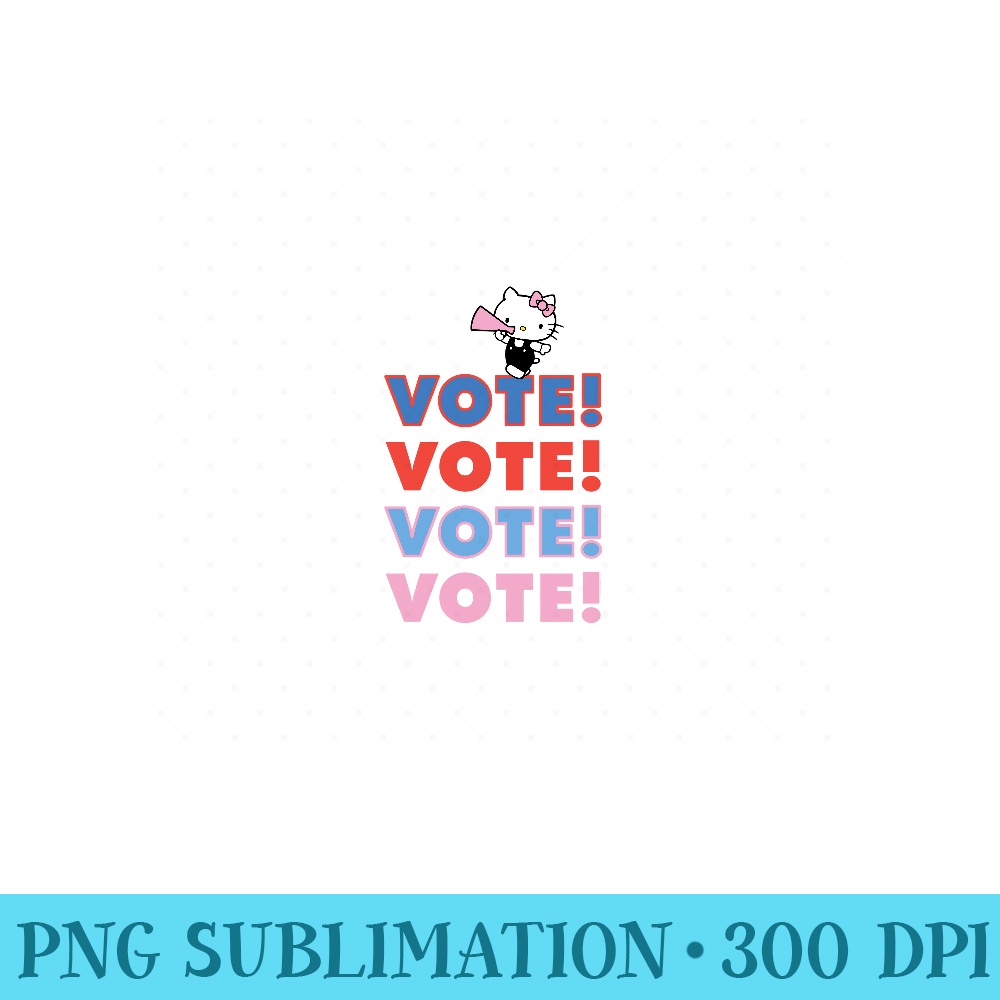 Hello Kitty Vote Cheer Rally - Digital PNG Artwork - Inspire Uplift