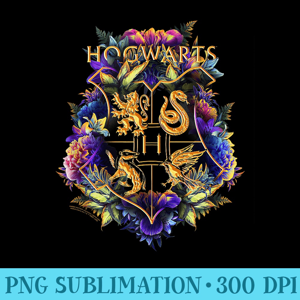 Harry Potter Hogwarts MultiColored Floral Crest - PNG Graphi | Inspire ...