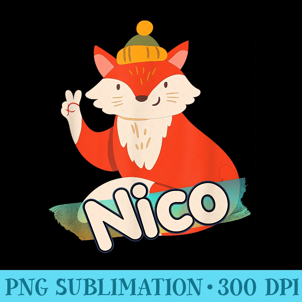 NICO Cute Name with cool Fox - Unique Sublimation patterns | Inspire Uplift