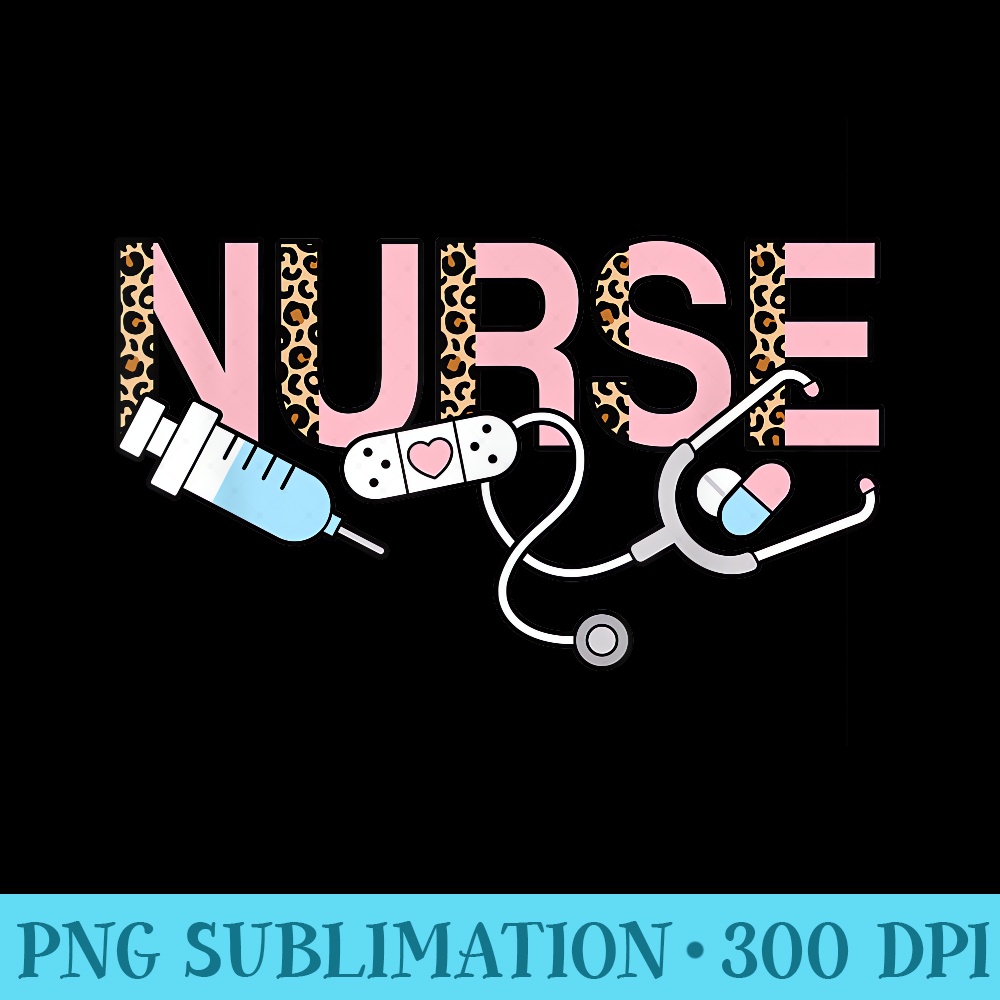 Cute Pink Nurse Leopard Print Nursing - High Resolution PNG | Inspire ...