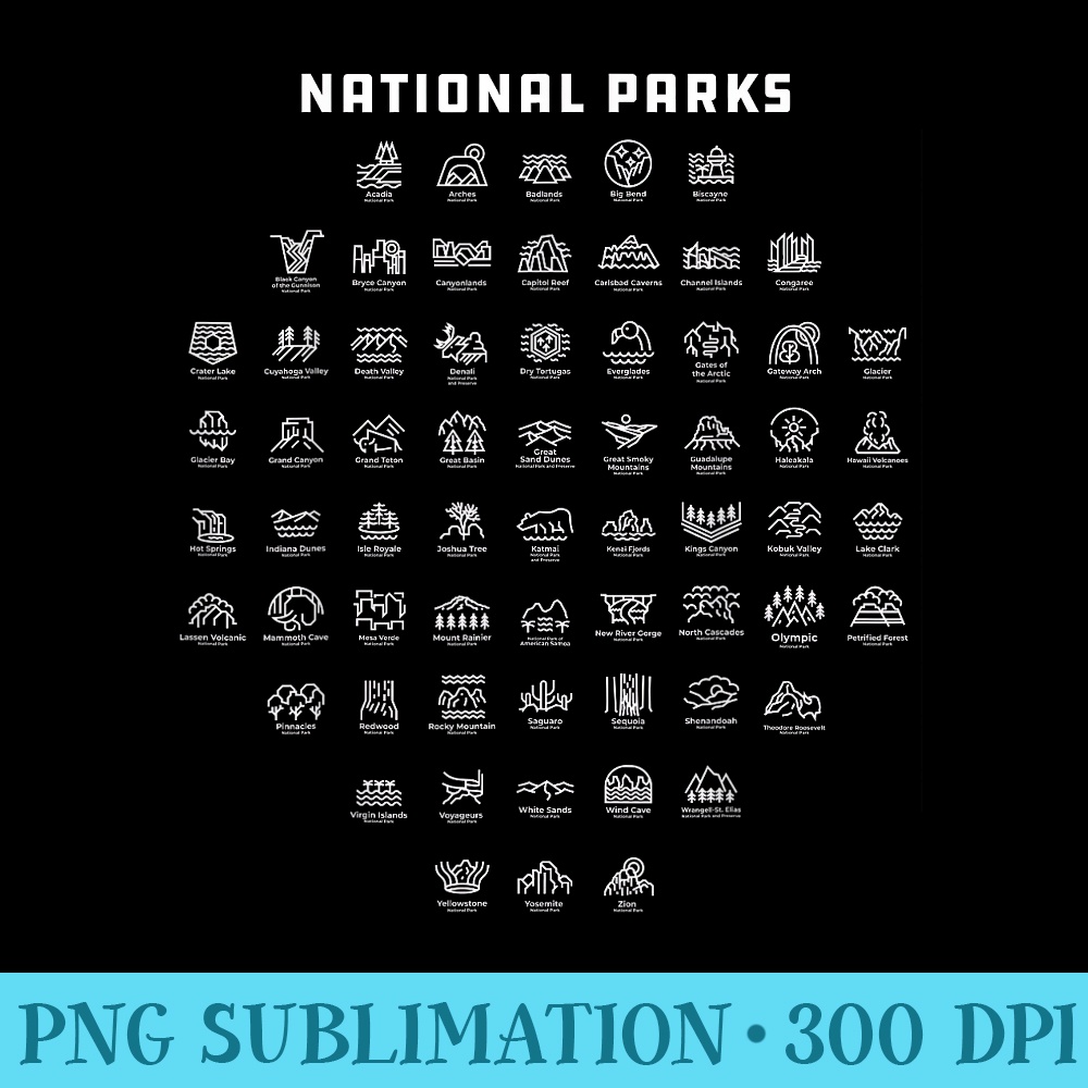 National Park Icons - Transparent PNG Mockup | Inspire Uplift