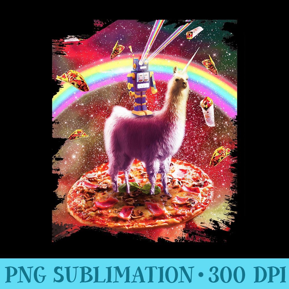 Laser Eyes Outer Space Robot Riding Llama Unicorn - Transpar | Inspire ...