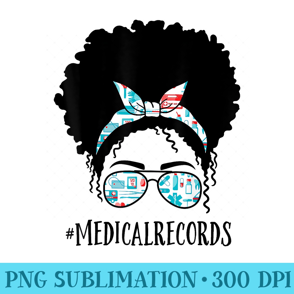 Medical Records Black Afro Messy Bun African American - Down | Inspire ...