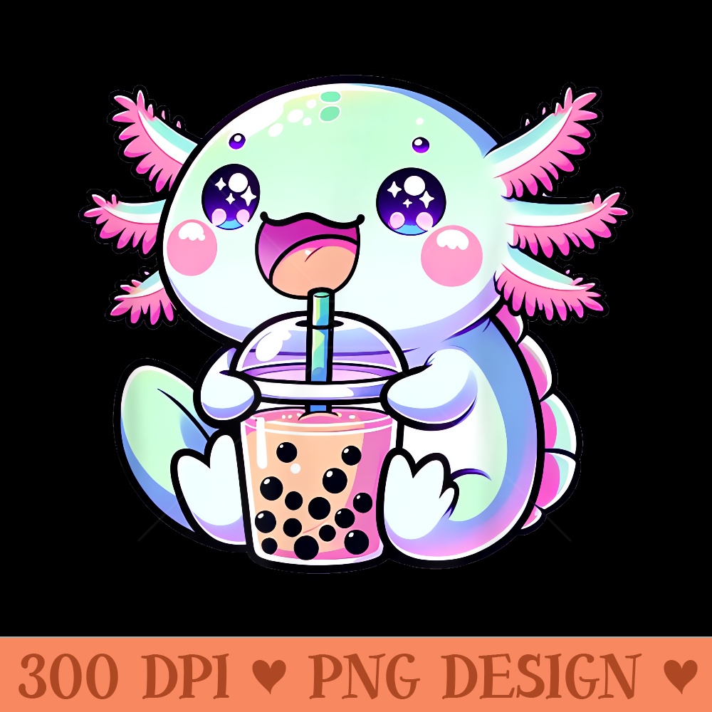 Cute Kawaii Axolotl Boba Bubble Tea Blue Pink Anime Bobalotl | Inspire ...