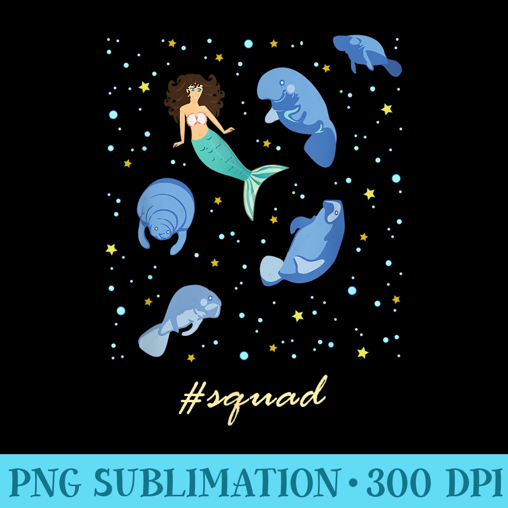 Mermaid Manatee Squad Cute Pretty - High Resolution PNG Pict - Inspire ...