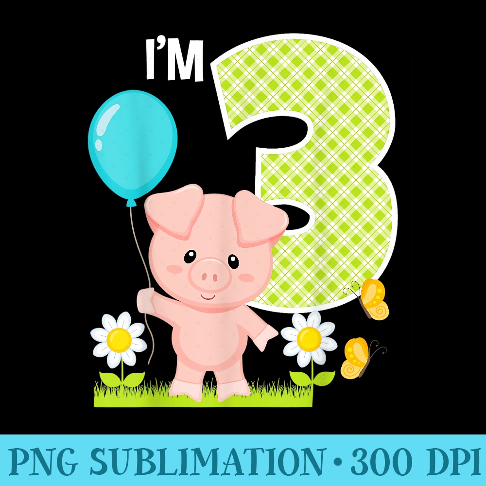 Pig 3rd Birthday Toddler 3 Year Old Birthday Piglet Bday - D | Inspire ...
