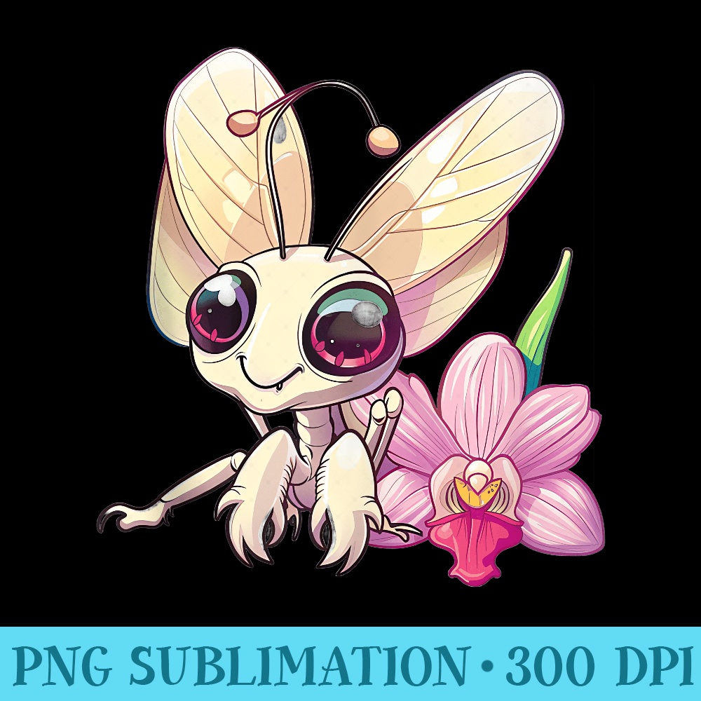 Orchid Mantis In Kawaii Style - PNG Download Button - Inspire Uplift