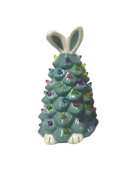 Ceramic Easter Tree, Tabletop Easter Bunny Tree Lights Decor | Inspire ...
