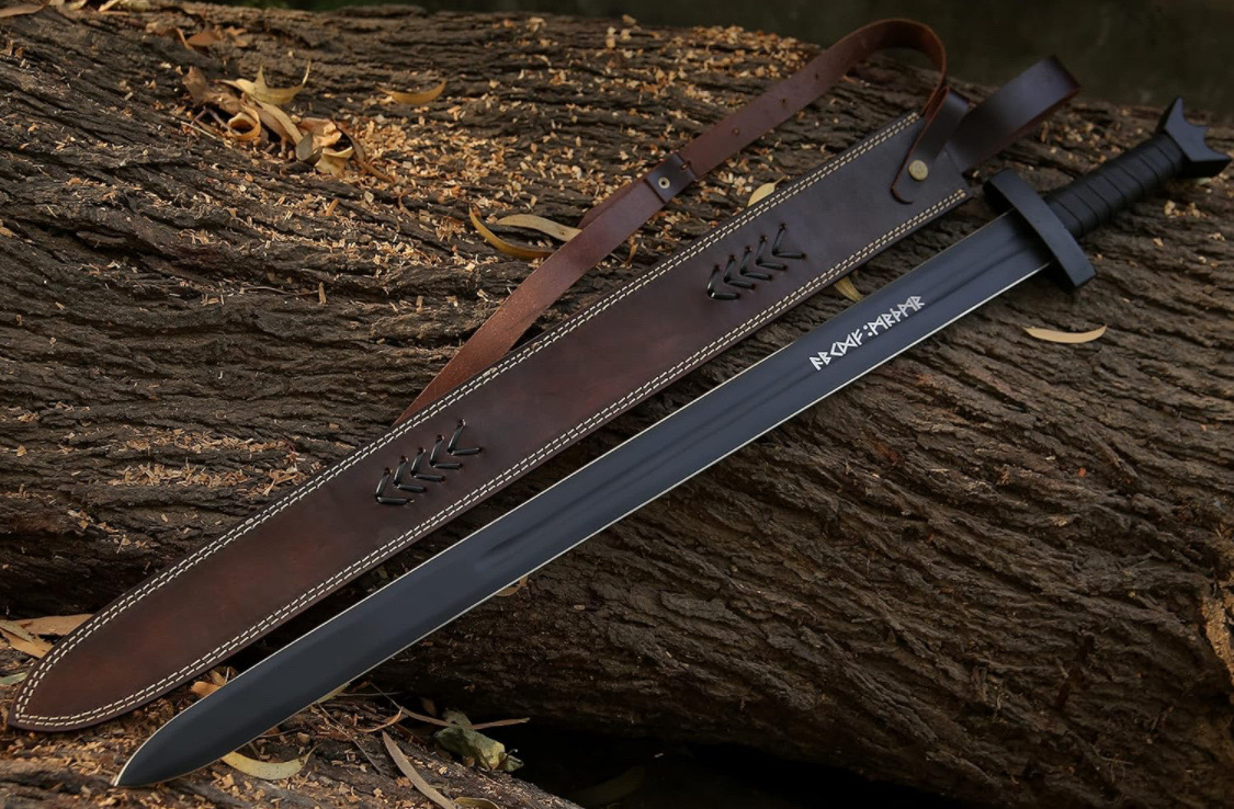 Custom Handmade Carbon Steel Viking Sword with Runes, Ragnar | Inspire ...