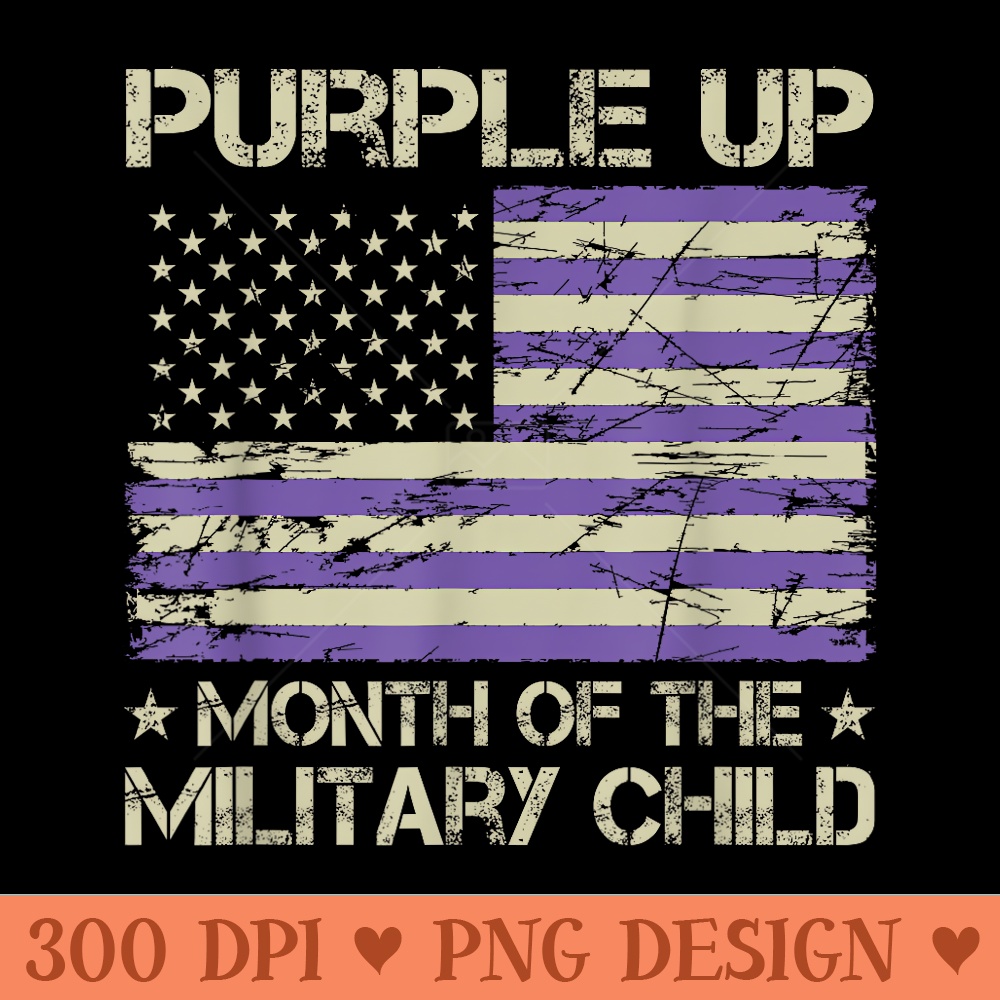 Purple Up Month of the Military Child US Flag - PNG Template | Inspire ...
