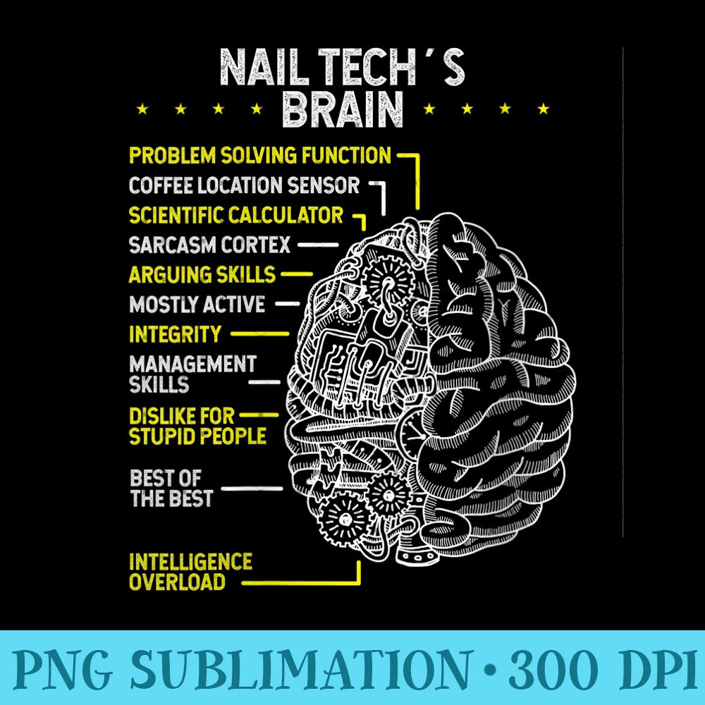 Womens Nail Technician Brain Nail Artist Manicurist Nail Tec | Inspire ...