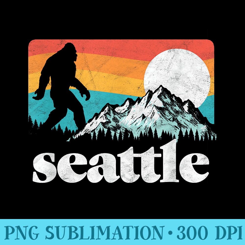 Seattle Washington Bigfoot Mountains 80s Graphic - PNG Desig | Inspire ...