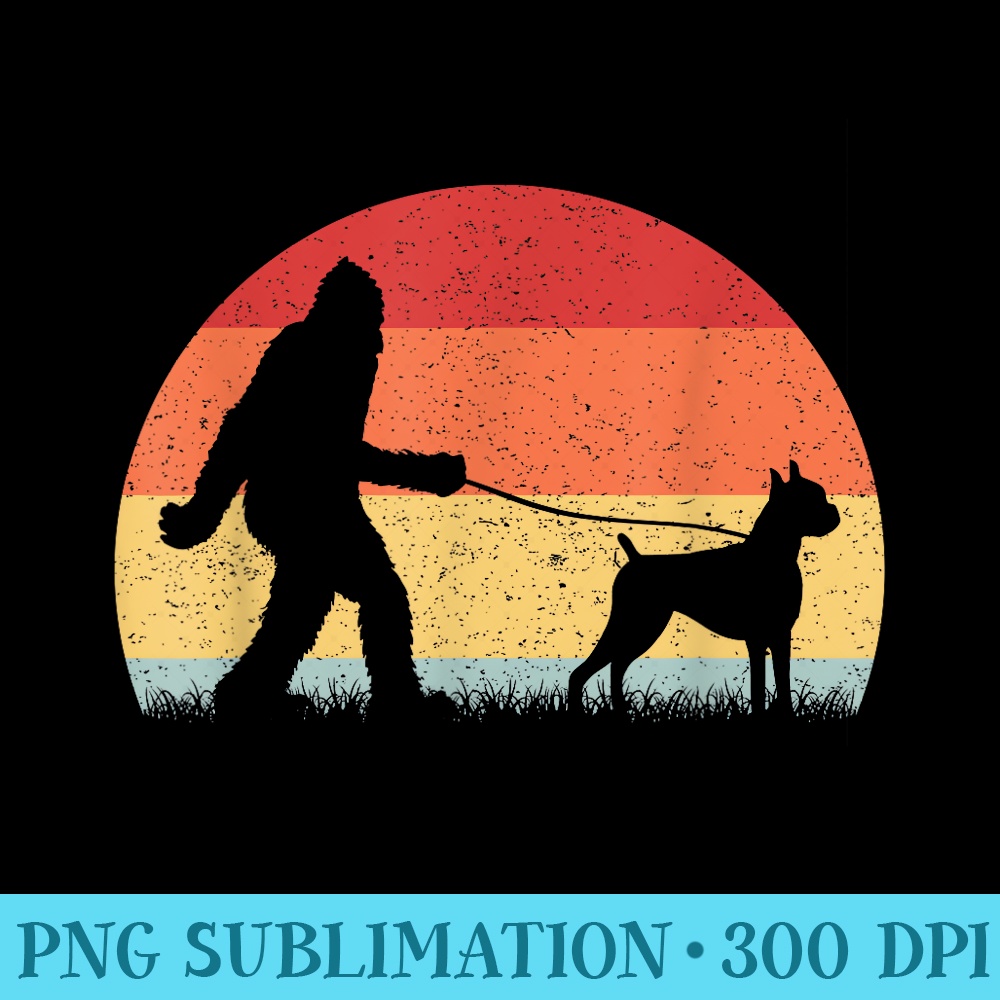 Vintage Bigfoot Walking Boxer Dog Sasquatch Funny - Sublimat | Inspire ...