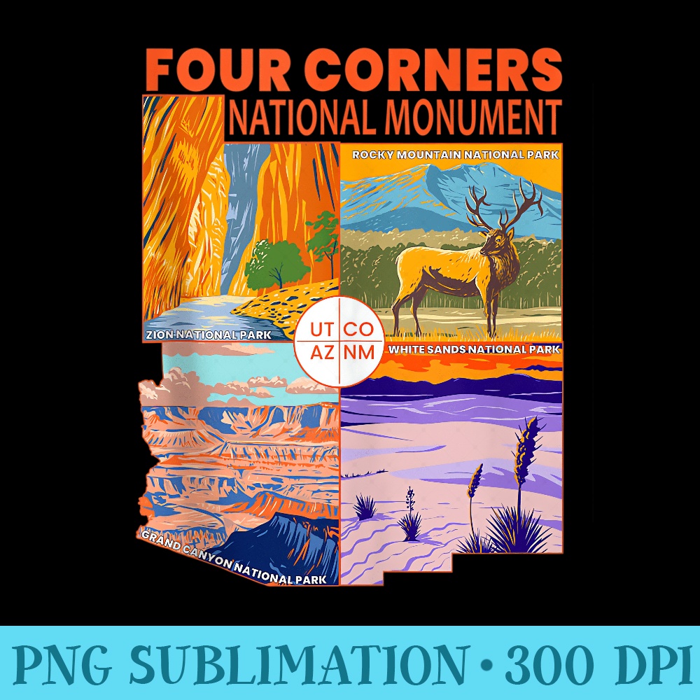 Four Corners National Monument With National Parks Retro - P | Inspire ...