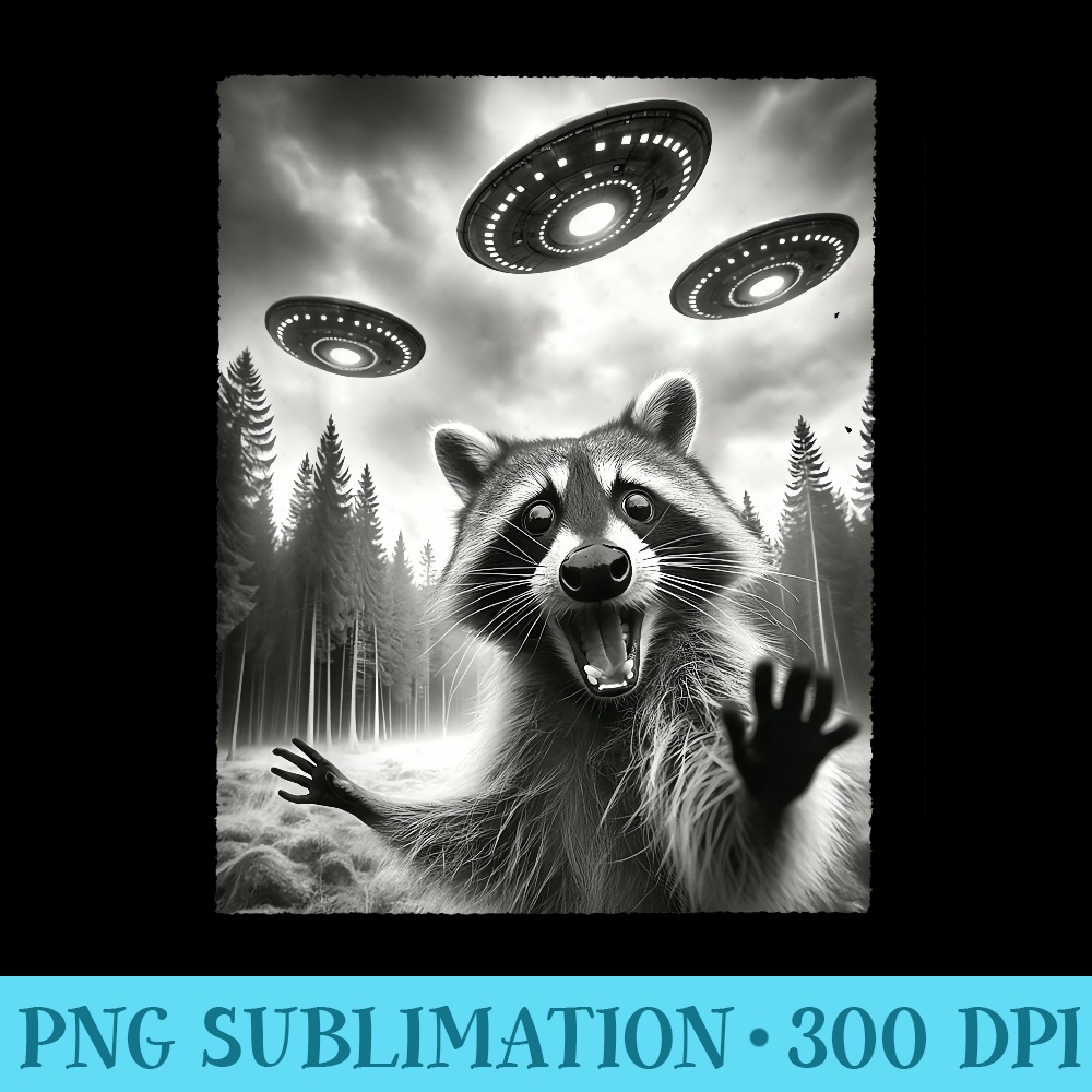 Funny Space Meme Raccoon Selfie With UFOs Weird Alien - PNG | Inspire ...