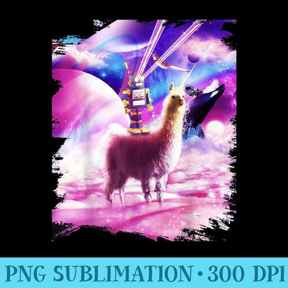 Laser pattern space robot riding llama unicorn - High Resolu | Inspire ...