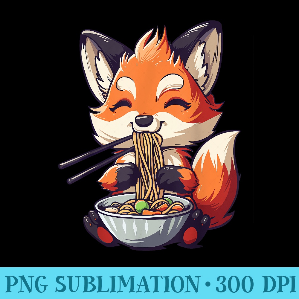 Fox Loving Ramen Kawaii Japanese Neko Red Fox Anime - Sublim | Inspire ...
