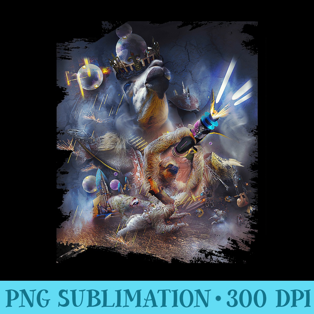 Laser Sloth Fighting Evil Llama King - Sublimation clipart P | Inspire ...