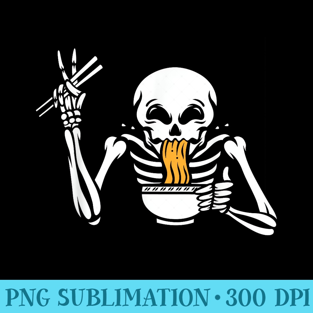 Skeleton Eating Ramen Lazy Halloween Japanese Food - PNG Ima | Inspire ...