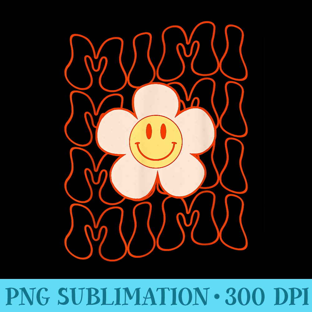 Retro Groovy Mimi Happy Face Smile Cute Daisy Flower Grandma | Inspire ...