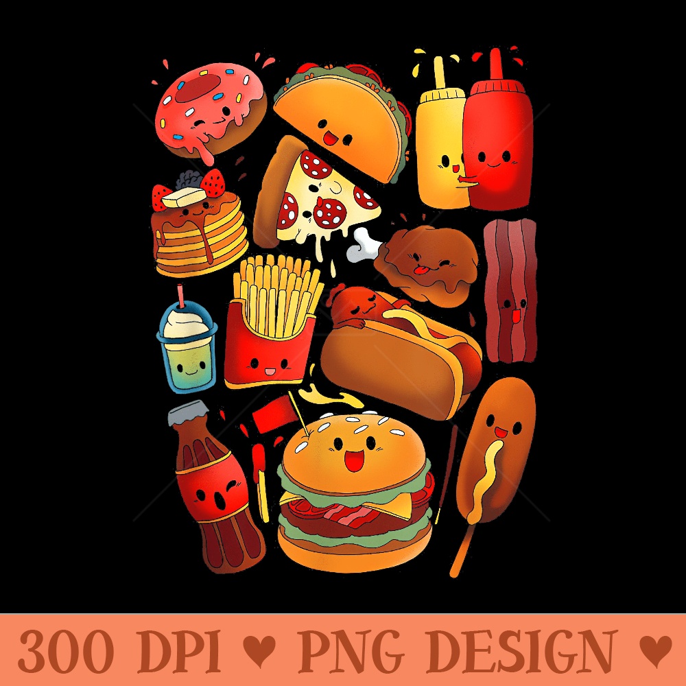 Funny fast food Fastfood Graphic kawaii - PNG graphics | Inspire Uplift