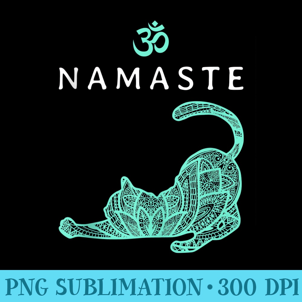Cute Namaste Cat In Yoga Pose Om Symbol Men - Download PNG A | Inspire ...