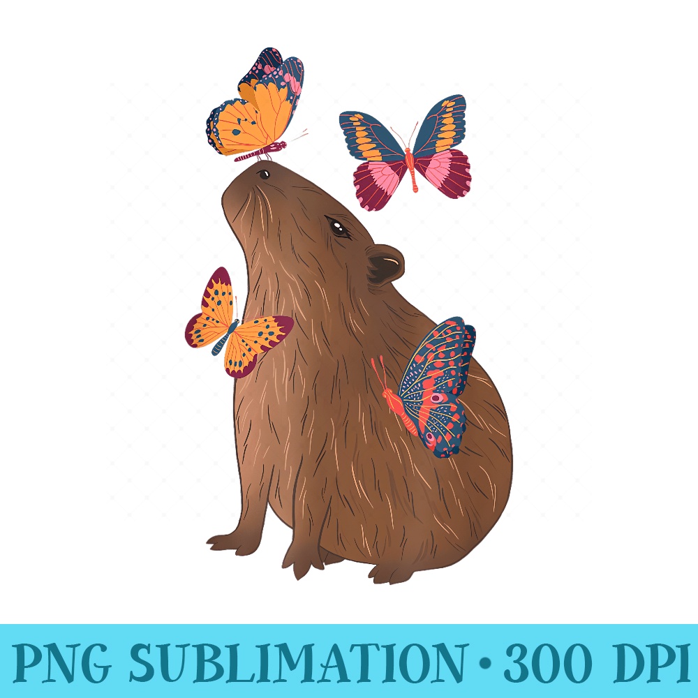 Funny Capybara With Butterfly Cute Rodent Animal Lover - Tra | Inspire ...