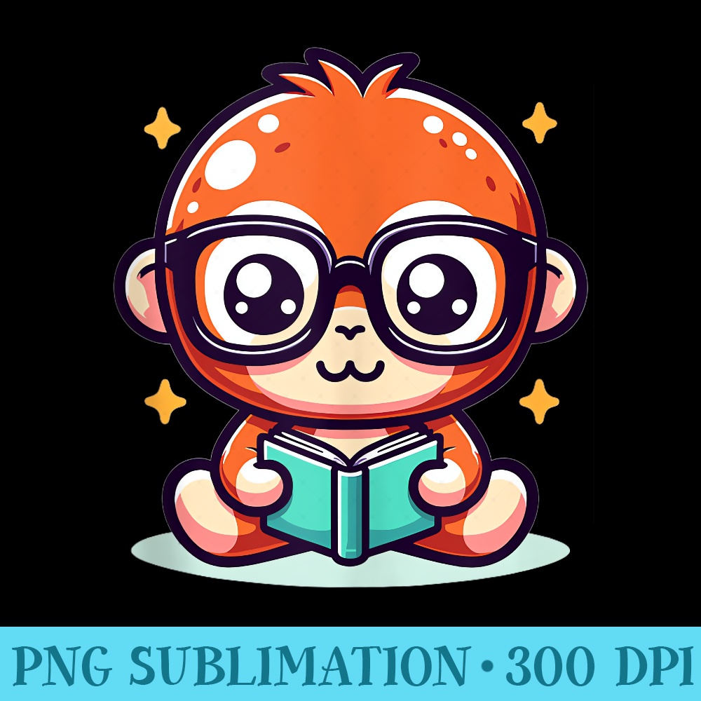 Adorable Book Lover Orangutan With Reading Glasses Cute - Tr | Inspire ...