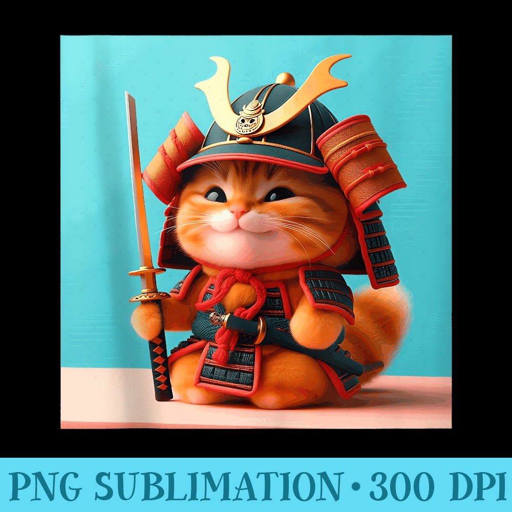 Orange Tabby Cat Kawaii Samurai - Transparent PNG Download | Inspire Uplift