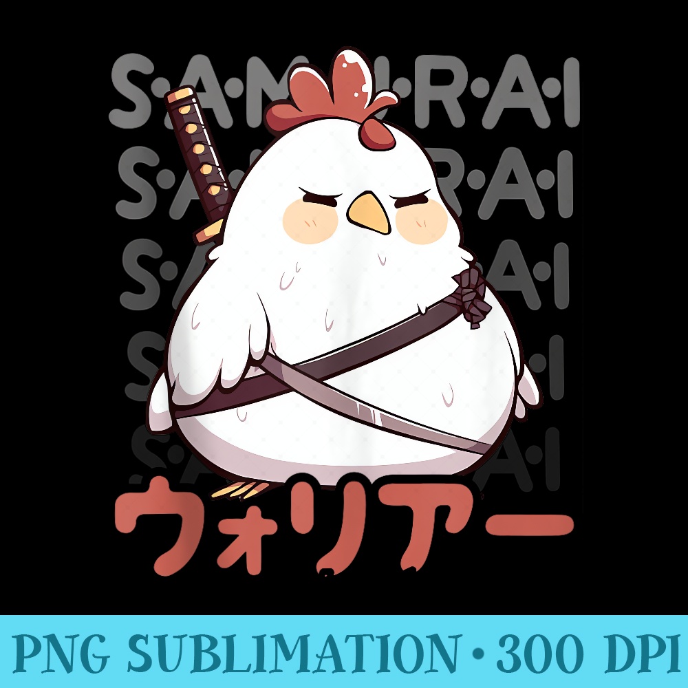 Neko Samurai Chicken - Blank Shirt Template PNG | Inspire Uplift
