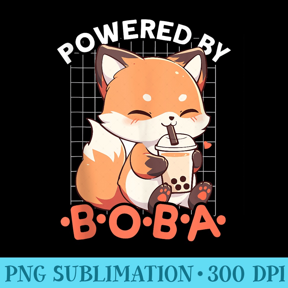 Powered by Boba Fox Kawaii Bubble Tea Anime Neko Fox - Downl | Inspire ...