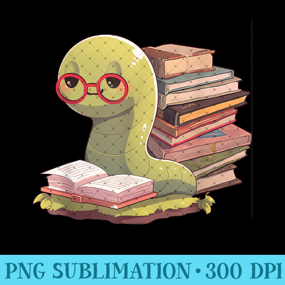 Cute Worm With Glasses Reading Books - PNG design assets | Inspire Uplift