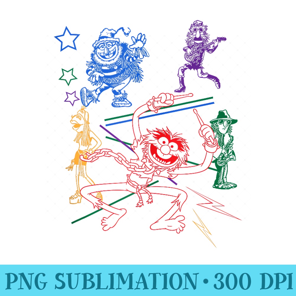 Disney The Muppets Electric Mayhem Neon Color Outline Icons | Inspire ...