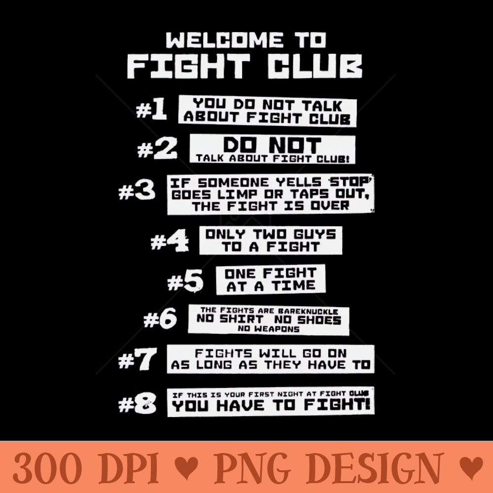 Fight Club Rules - Sublimation printables PNG download - Qui | Inspire ...
