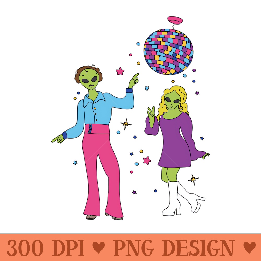 Alien Retro 70s Disco by Courtney Graben - PNG Clipart Downl | Inspire ...