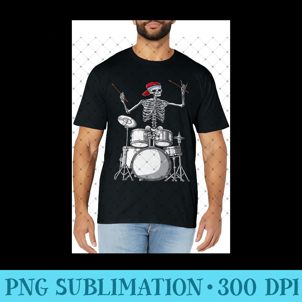 Skeleton Drummer Halloween Playing Drums Mens - Printable PN | Inspire ...