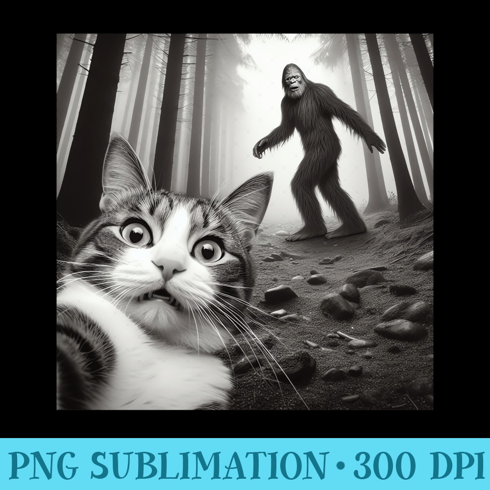 Funny Surprised Scared Cat Selfie With Sasquatsch Bigfoot Sw | Inspire ...