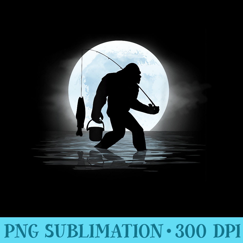 Bigfoot Fishing Funny Sasquatch and Fish Night Fishing - Rea | Inspire ...