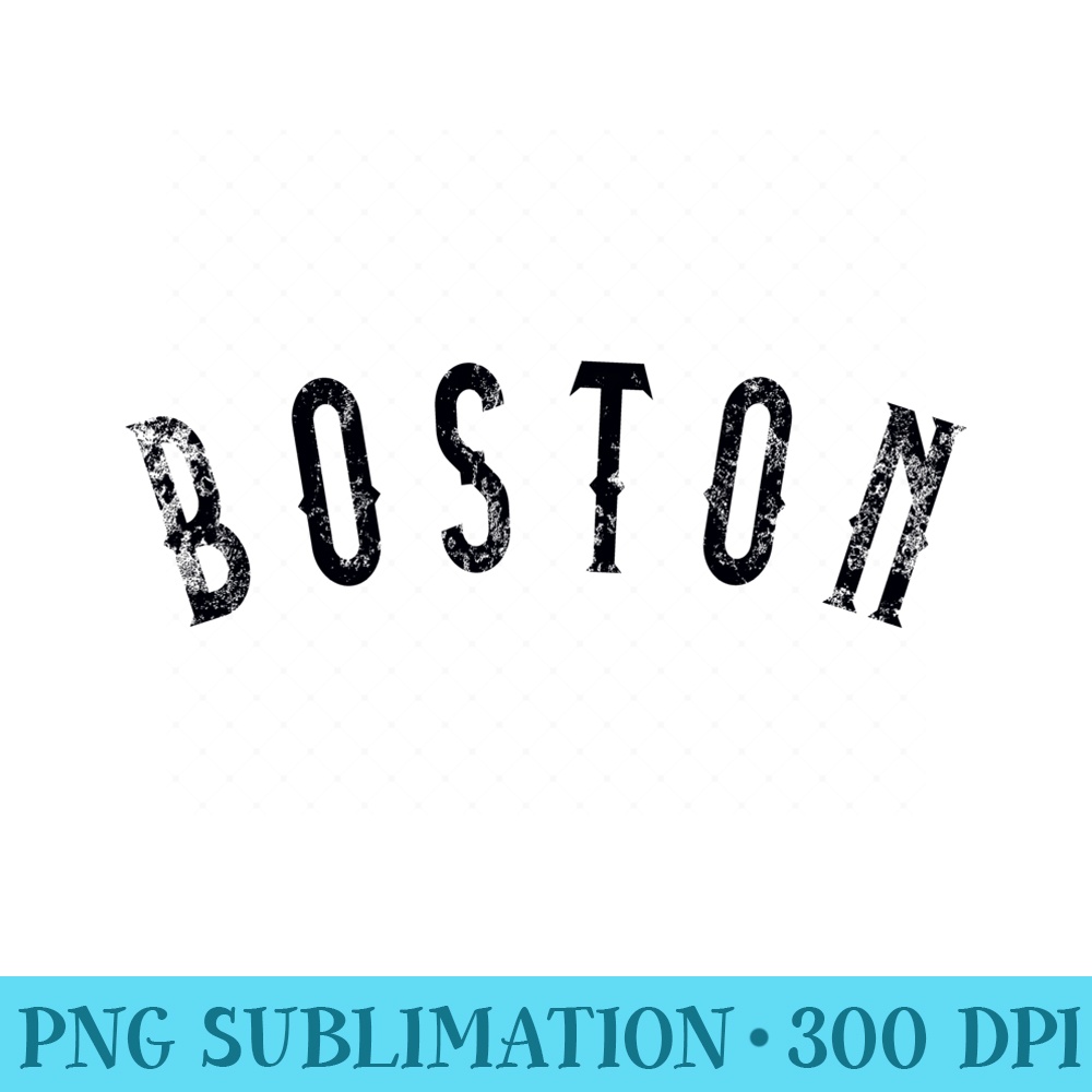 Vintage Boston Distressed Black Script BOS - Printable PNG I | Inspire ...