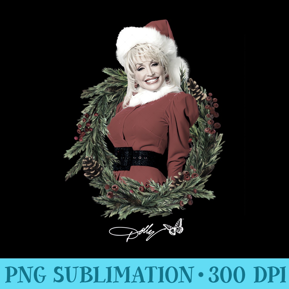 Dolly Parton Christmas Wreath - Printable PNG Graphics | Inspire Uplift